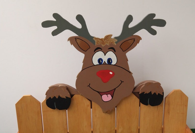 Rudolph the Red Nosed Reindeer Christmas Fence Peeker Peeper - Etsy