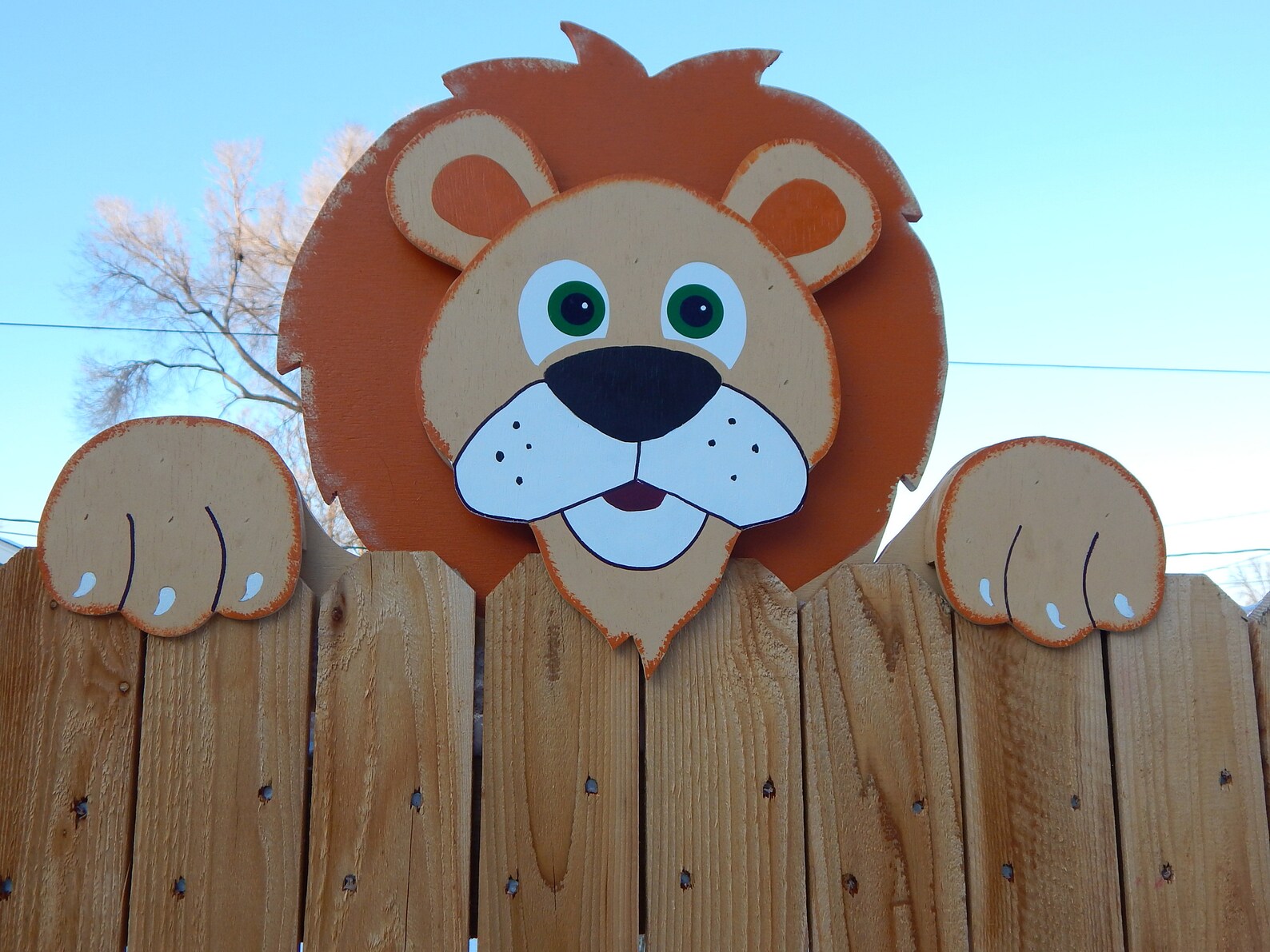 Lion Fence Peeker Peeper Yard Art Garden Playground Free Ship - Etsy ...