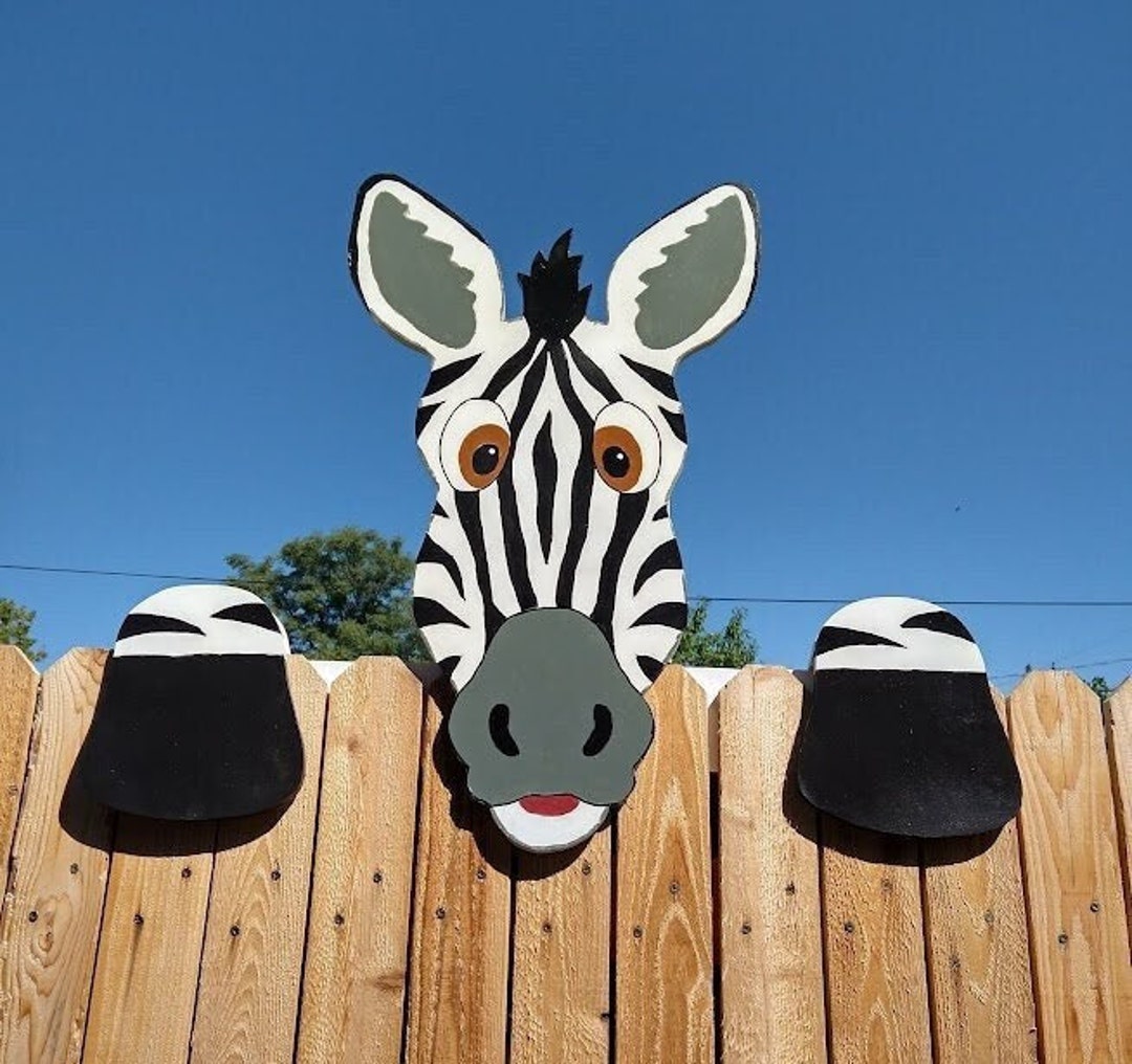 Jumbo Zebra Fence Peeker Yard Art Garden Zoo Playground Decoration - Etsy