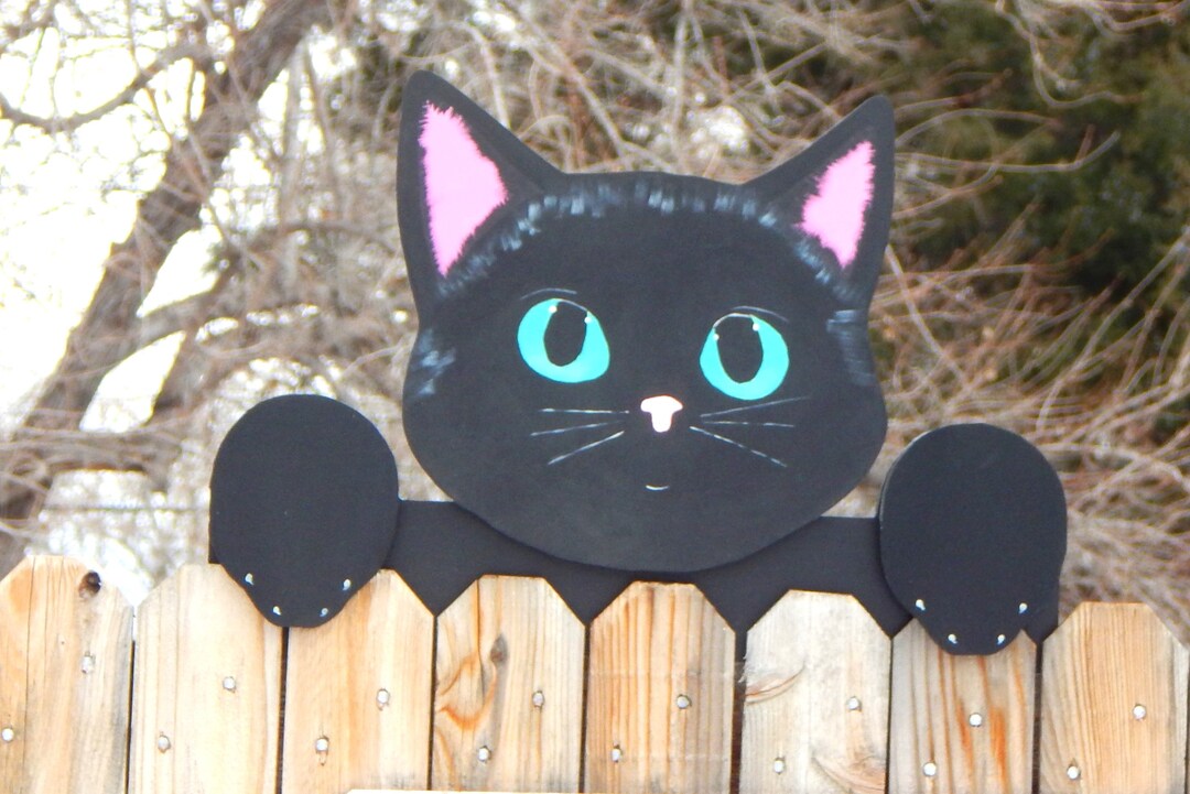 Custom Kitty Cat Feline Fence Peeker Outdoor Yard Garden Party ...