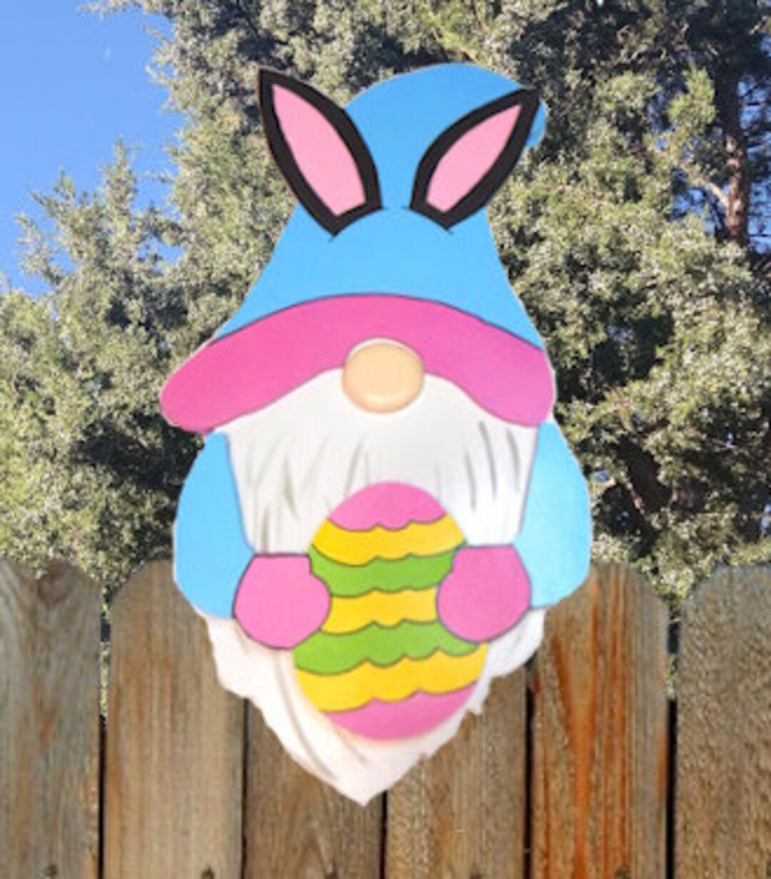 Easter Bunny Garden Gnome Fence Peeker Peeper Yard Art Garden ...