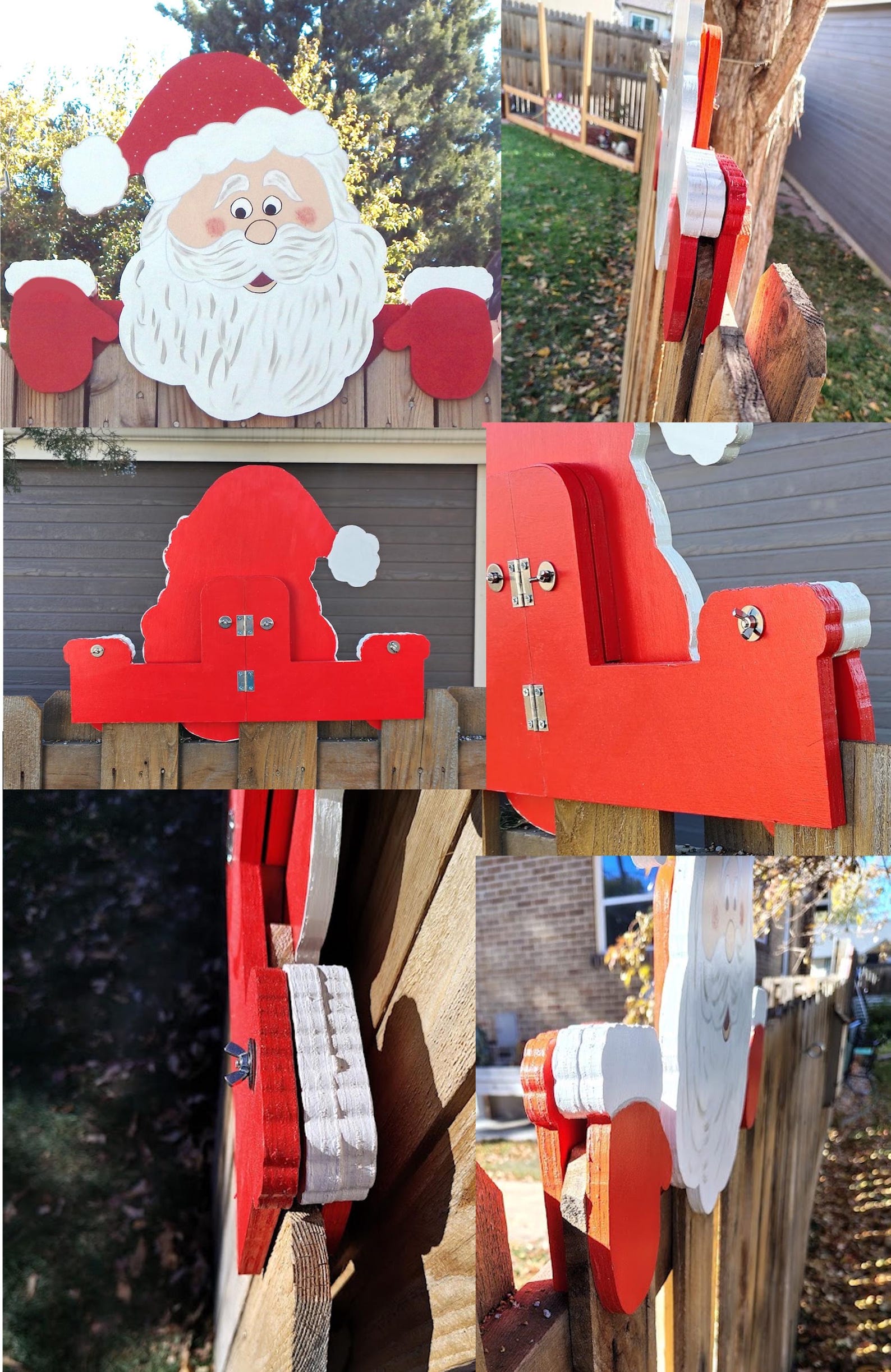 Santa Claus Christmas Fence Peeker Holiday Decorative Sign - Etsy