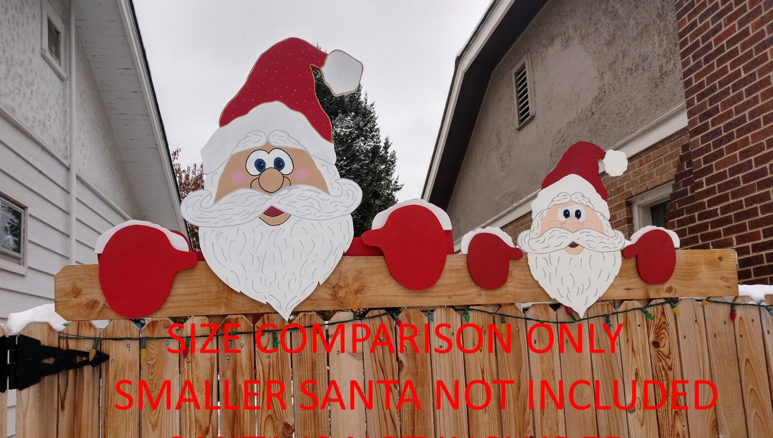 Jumbo Santa Claus Christmas Fence Peeker Outdoor Holiday - Etsy