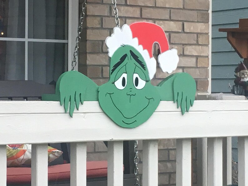 Happy Grinch Christmas Fence Peeker Outdoor Holiday Decorative Sign - Etsy