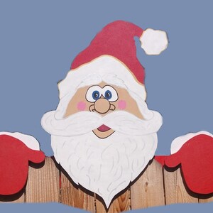 Santa Claus Christmas Fence Peeker Set Outdoor Holiday Decorative Sign ...