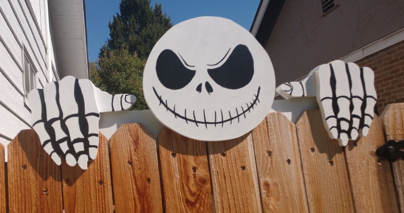 Jack Skellington Skeleton Fence Peeker Yard Art Garden Playground ...