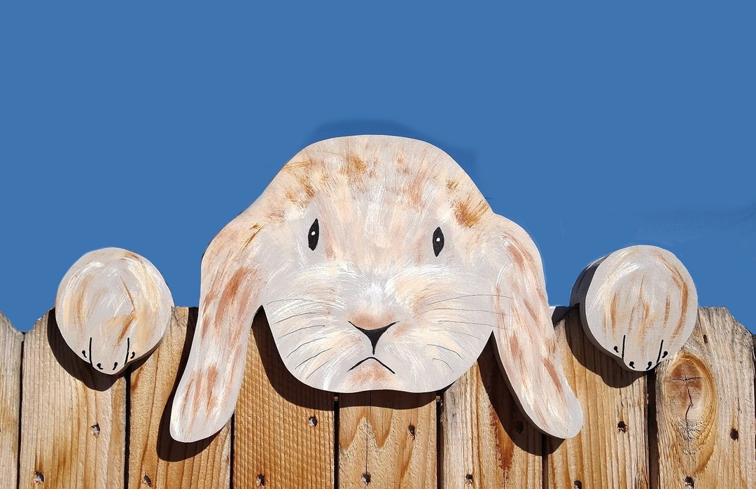 Lop Eared Bunny Rabbit Fence Peeker Yard Art Garden Decorative Sign - Etsy