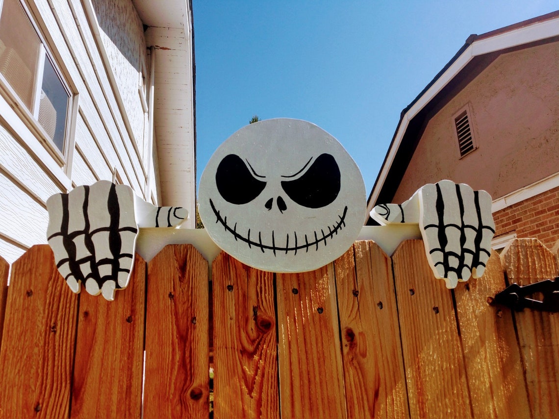 Jack Skellington Skeleton Fence Peeker Yard Art Garden Playground ...
