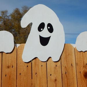 Happy Ghost Fence Peeker Halloween Yard Art Garden Playground ...