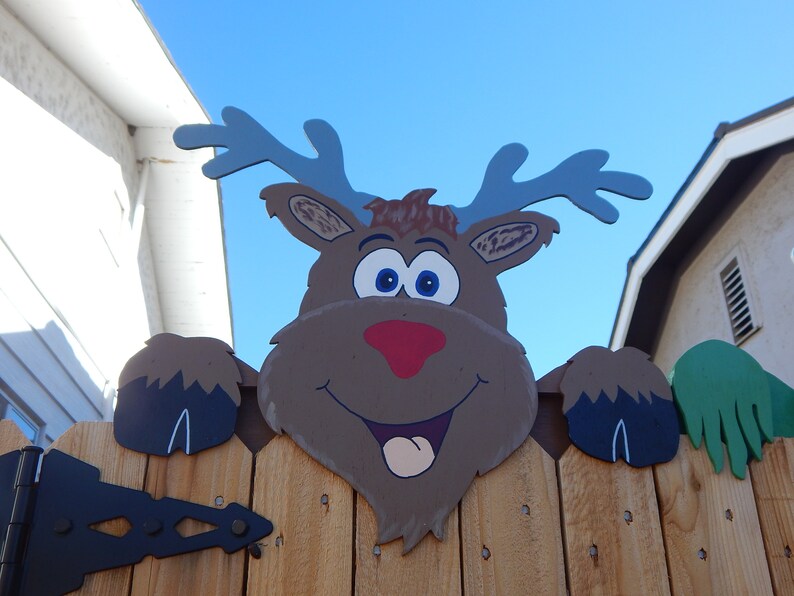 Rudolph the Red Nosed Reindeer Christmas Fence Peeker Peeper - Etsy