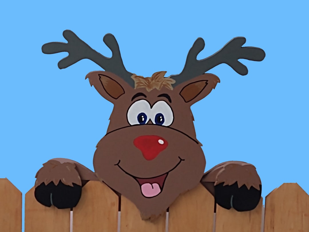 Rudolph the Red Nosed Reindeer Christmas Fence Peeker Peeper Outdoor ...