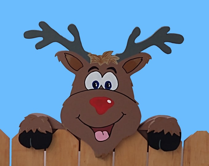 Rudolph the Red Nosed Reindeer Christmas Fence Peeker Peeper Outdoor ...