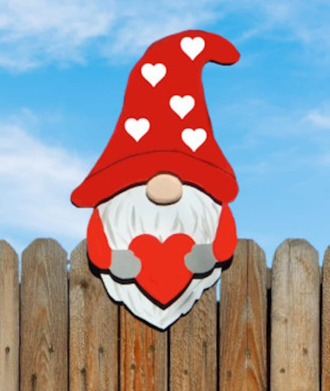 Valentine Garden Gnome Fence Peeker Peeper Yard Art Garden Playground ...