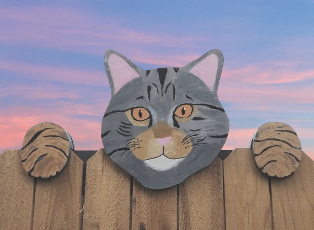 Custom Kitty Cat Feline Fence Peeker Outdoor Yard Garden Party ...