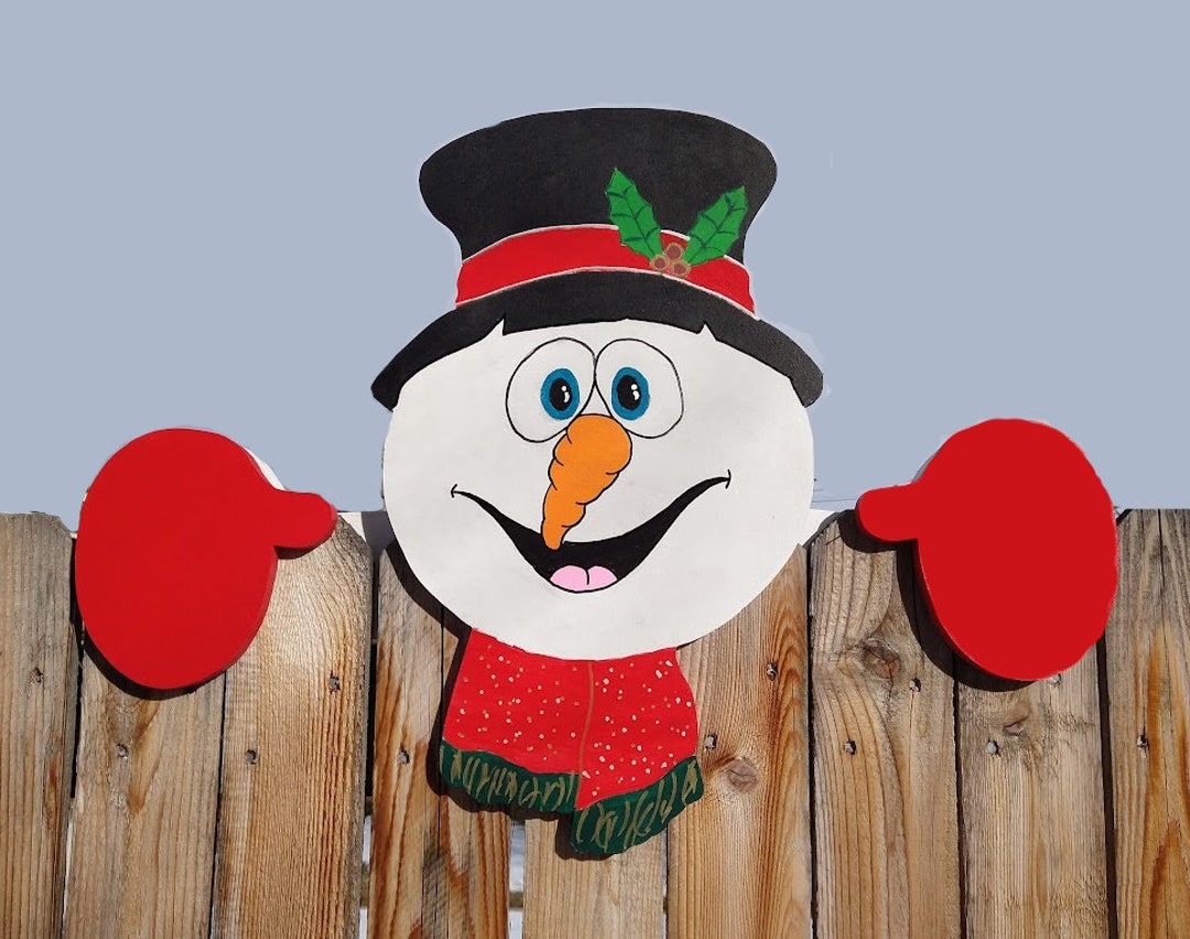 Snowman Christmas Holiday Fence Peeker Outdoor Decorative Sign - Etsy