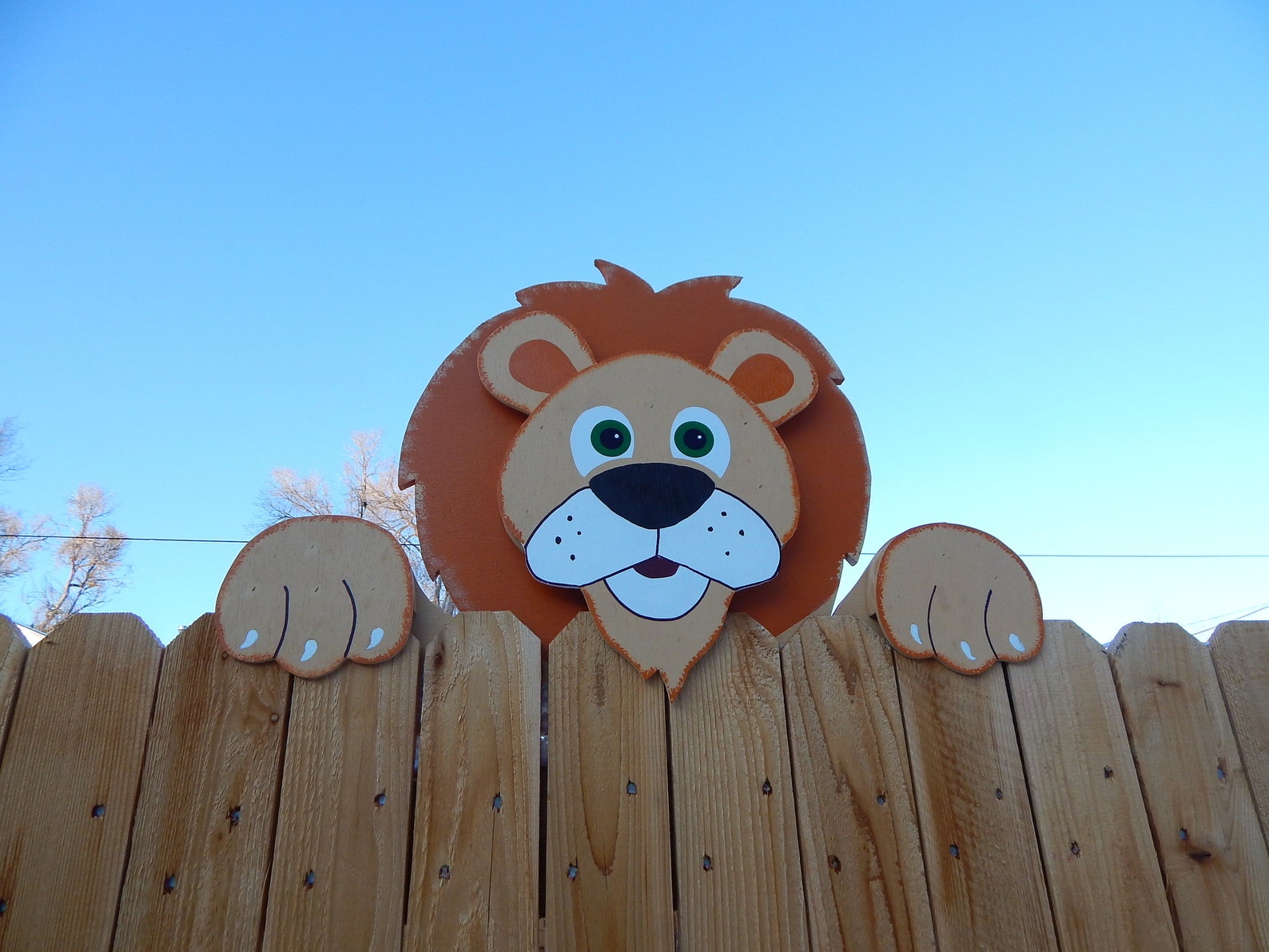 Lion Fence Peeker Peeper Yard Art Garden Playground Free Ship - Etsy