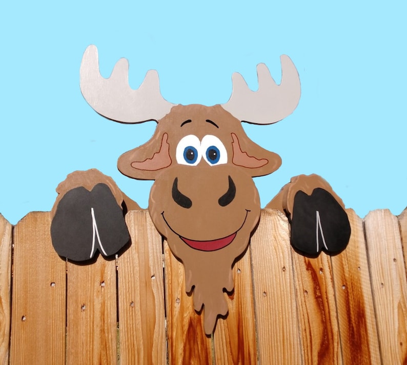 Moose Fence Peeker Outdoor Yard Garden Party Playground | Etsy