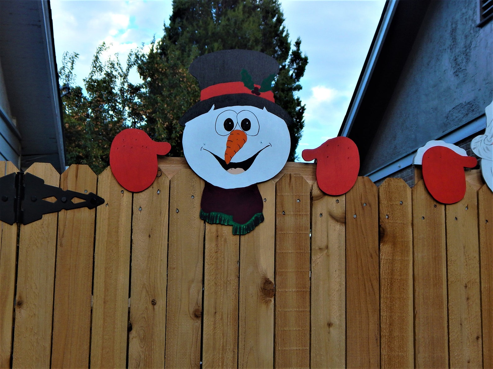 Snowman Christmas Holiday Fence Peeker Outdoor Decoration | Etsy