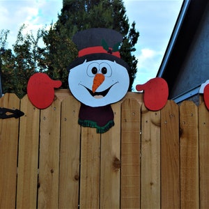Snowman Christmas Holiday Fence Peeker Outdoor Decorative Sign - Etsy