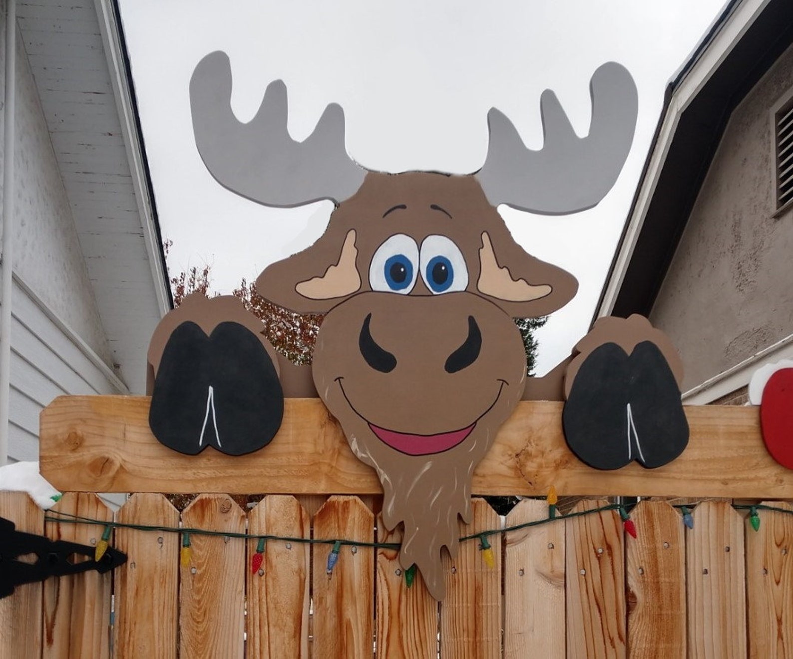 Jumbo Moose Fence Peeker Outdoor Yard Garden Party Playground ...