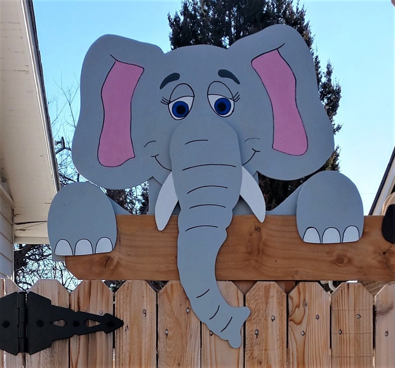 Elephant Fence Peeker Yard Art Garden Playground Outdoor Yard - Etsy