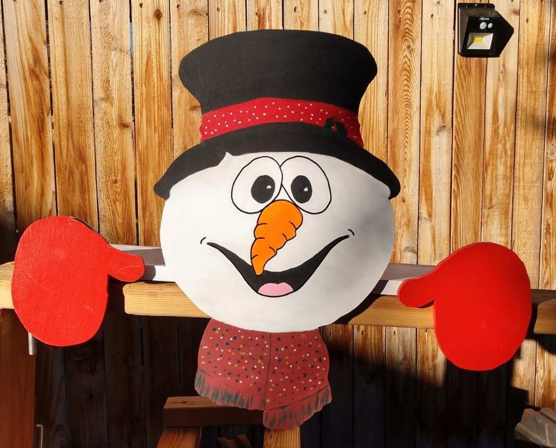 Snowman Christmas Holiday Fence Peeker Outdoor Decorative Sign - Etsy