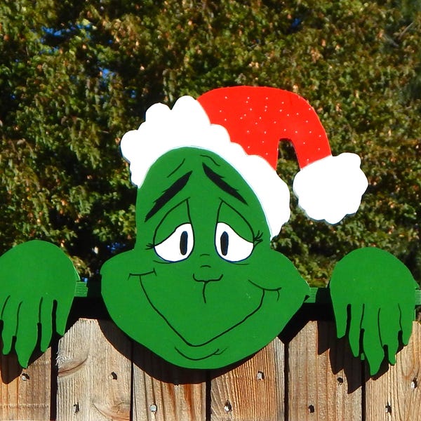 Grinch Fence Peeker - Etsy