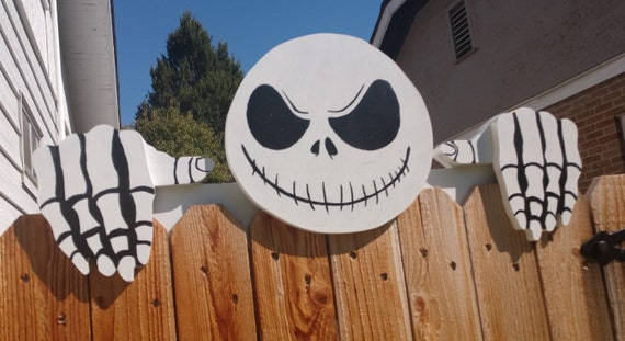 Jack Skellington Skeleton Fence Peeker Yard Art Garden - Etsy