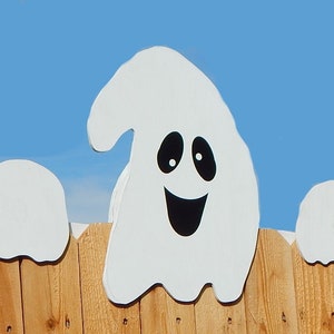 Happy Ghost Fence Peeker Halloween Yard Art Garden Playground ...