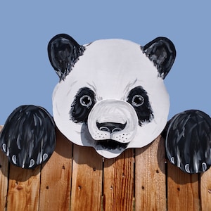 Panda Bear Fence Peeker Peeper Yard Art Garden Decorative Sign - Etsy