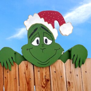 Happy Grinch Christmas Fence Peeker Outdoor Holiday Decorative Sign - Etsy