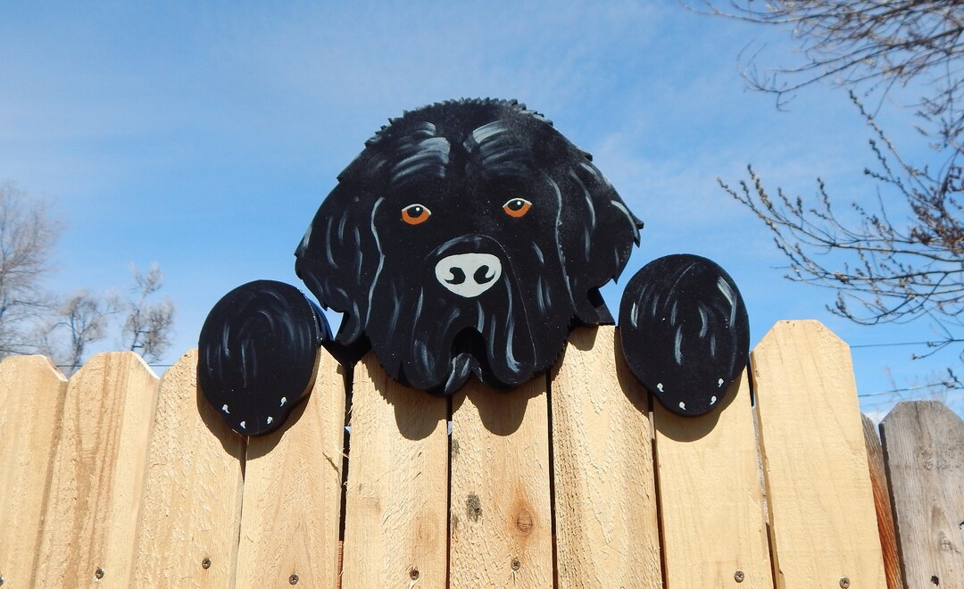 Newfoundland Dog Fence Peeker Yard Art Garden Decorative Sign - Etsy