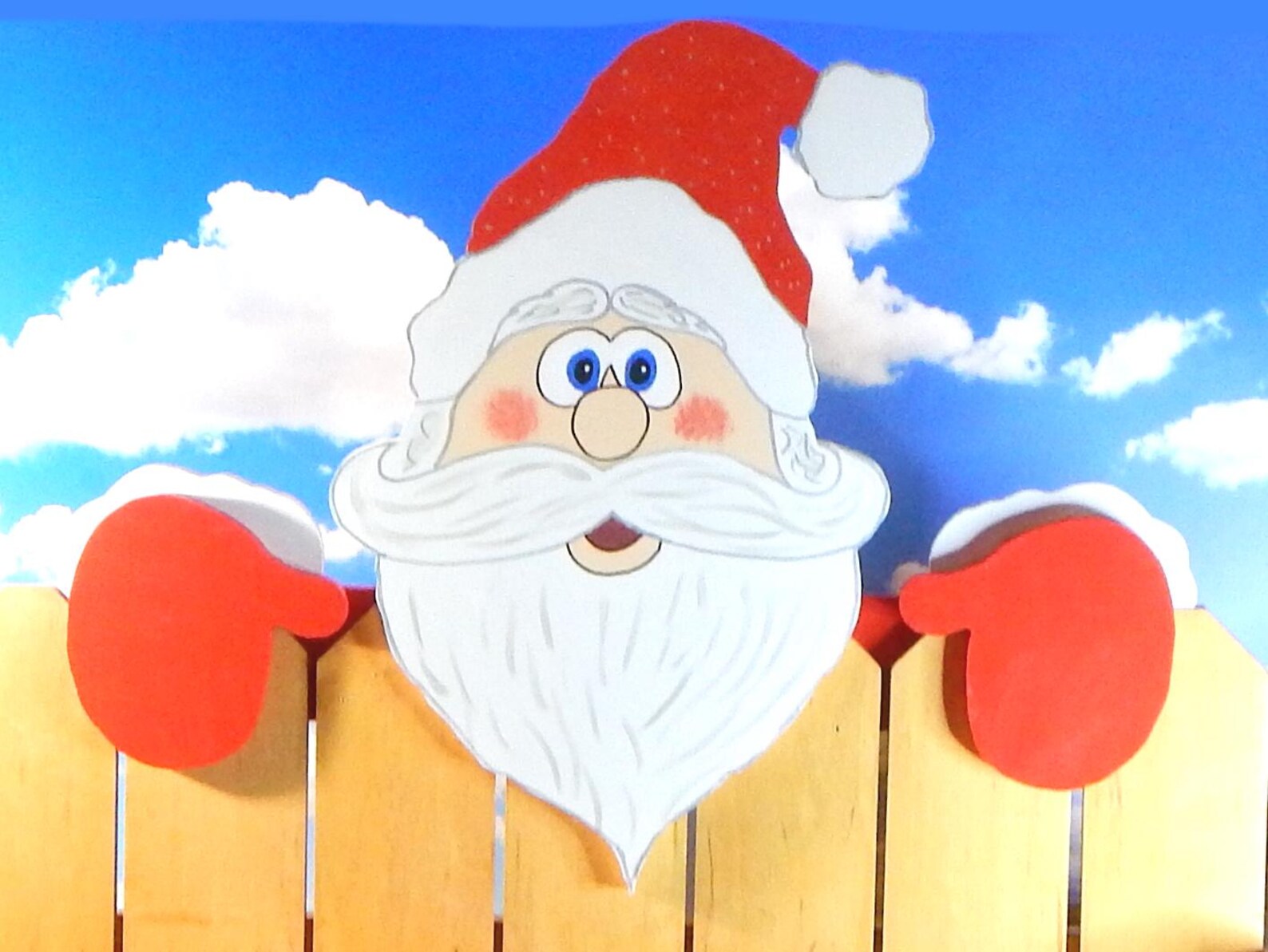 Santa Claus Christmas Fence Peeker Set Outdoor Holiday Decorative Sign ...