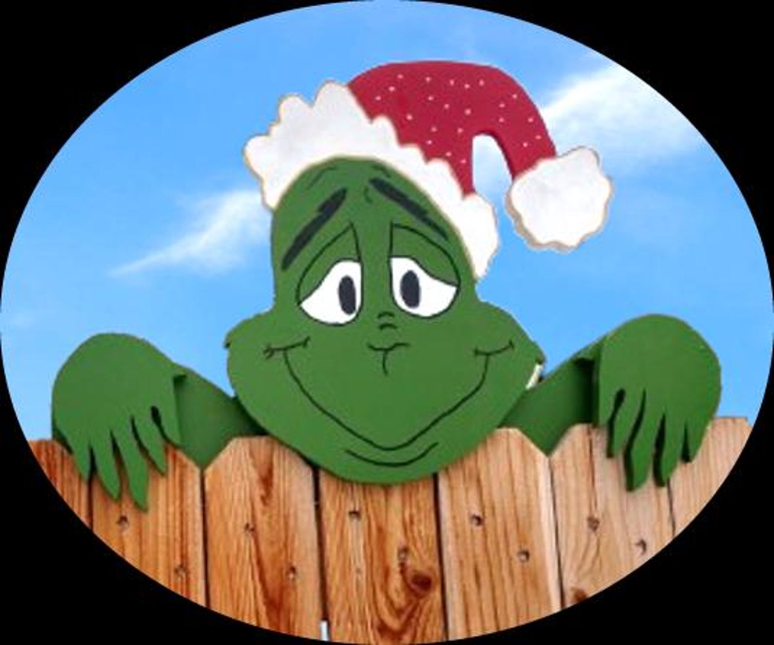 Happy Grinch Christmas Fence Peeker Outdoor Holiday Decorative Sign - Etsy