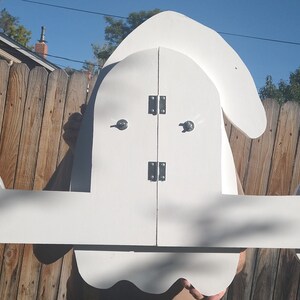 Jumbo Halloween Ghost Fence Peeker Yard Art Garden 24" X 40" Decorative ...