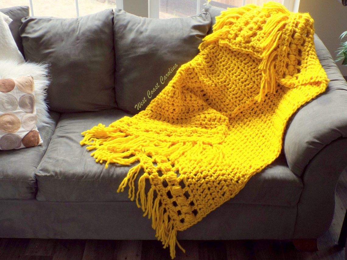 PDF Crochet Pattern Boho Puff Stitch Throw - Etsy