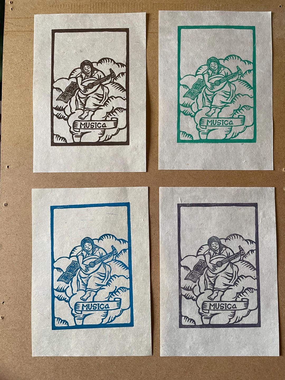 Music Muse Playing Lute linocut Print - Etsy