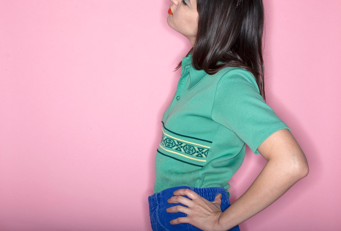 MENS Vintage 60s BANLON Fern Green Knit Polo Shirt - Etsy