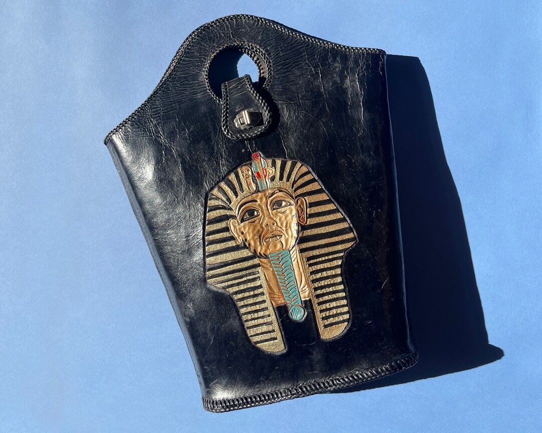 Vintage 70s King Tut Structured Black Bag - Etsy