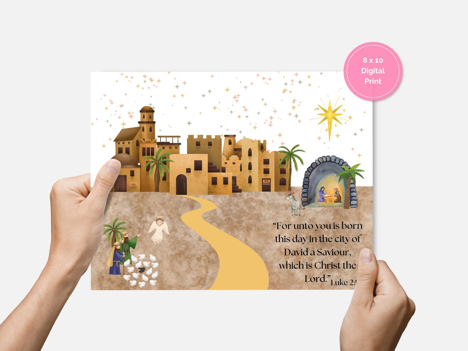 Christmas Verse Wall Art Bible Inspired Digital Print 8x10 Home