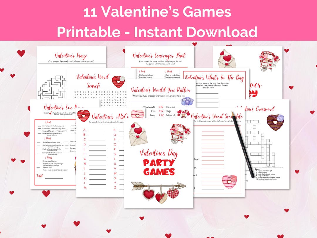 Valentine's Day Party Games, Family Valentine's Game Pack, Instant ...