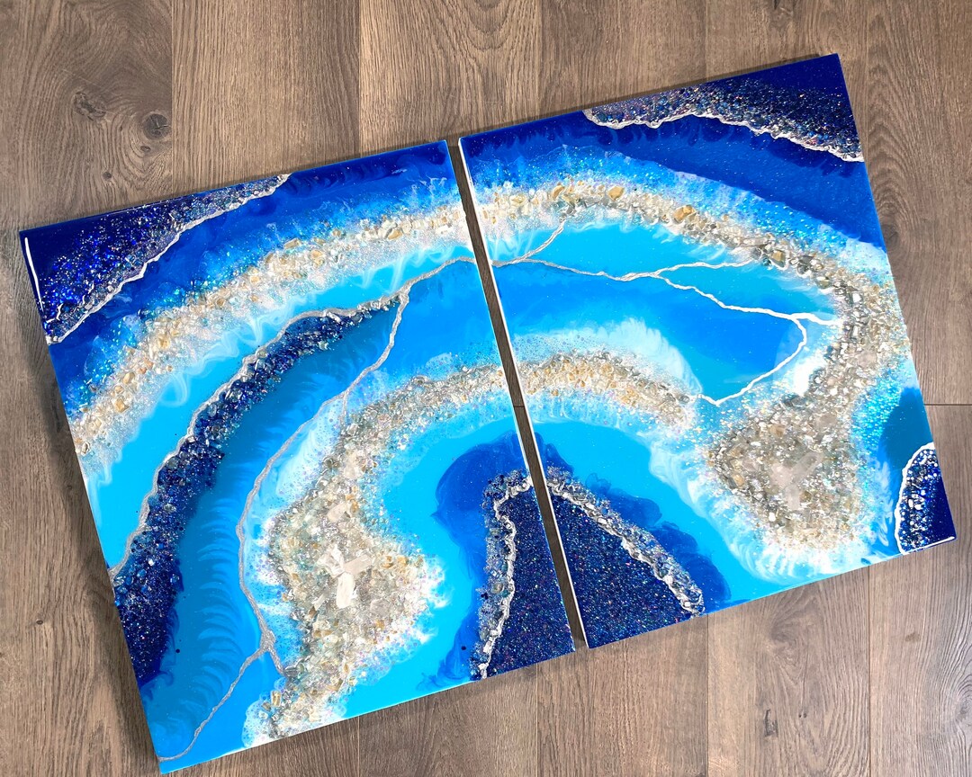 Royal Blue Geode Artwork, Resin Geode, Resin Art Decor, - Etsy