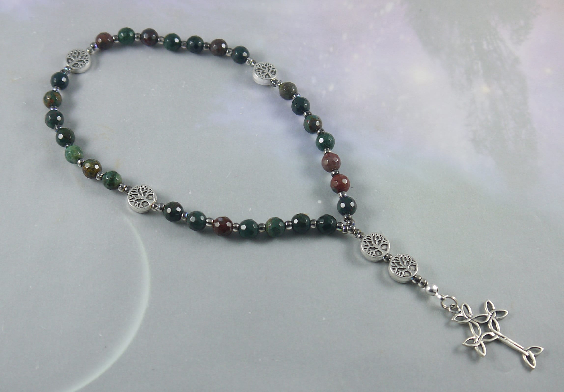Anglican Prayer Beads Anglican Rosary, Faceted Bloodstone, Tree of Life ...