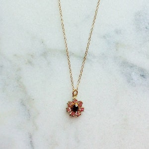 Rhinestone Flower Necklace, Tiny Flower Necklace, Swarovski Gold ...