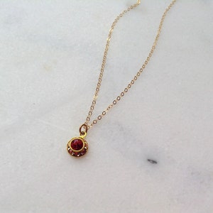 Tiny Peach and Pink Bead Necklace , Tiny Charm Necklace, Small Pendant ...