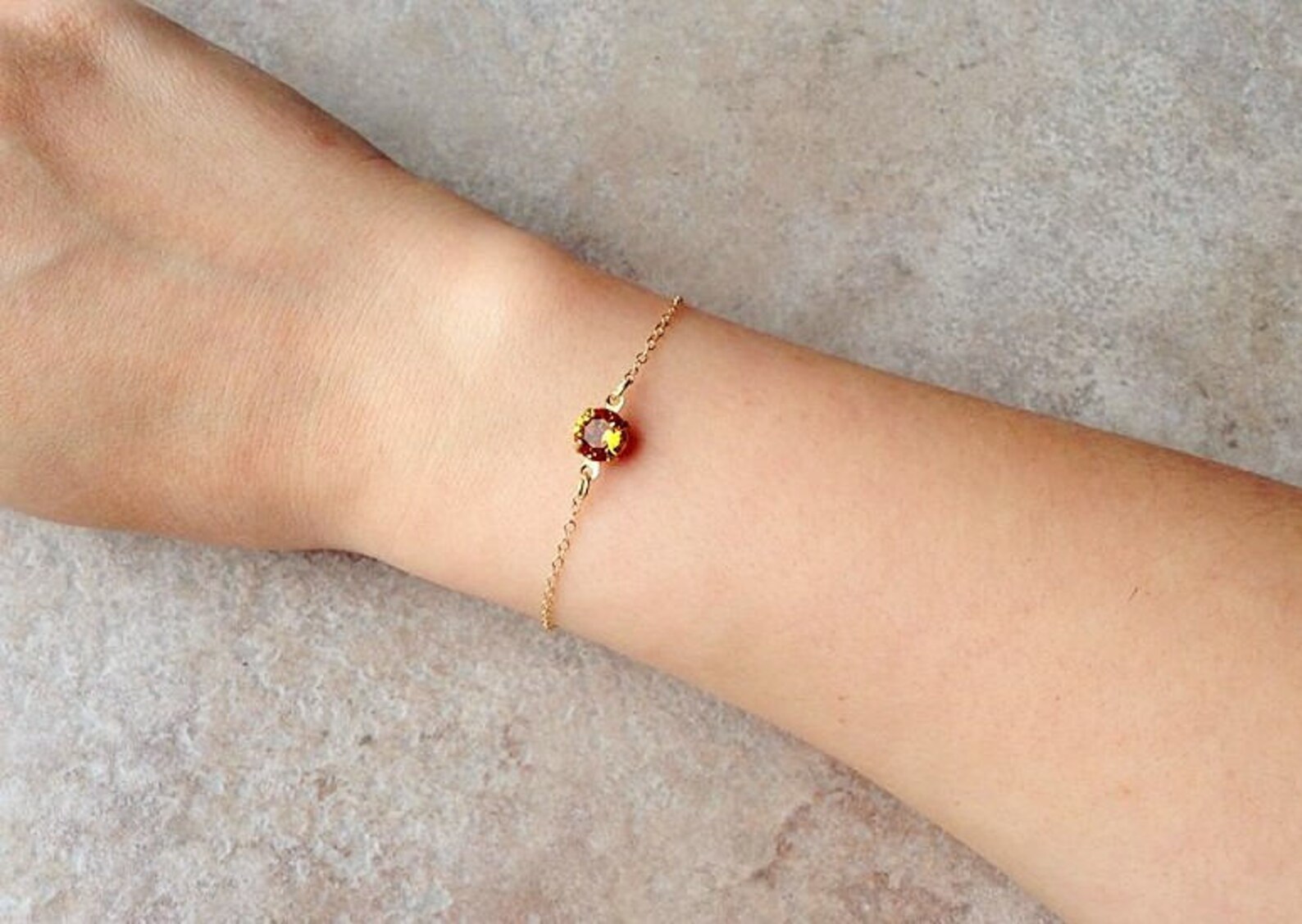 Dark Topaz Bracelet, Minimalist Gold Bracelet, Gold Dainty Bracelet ...