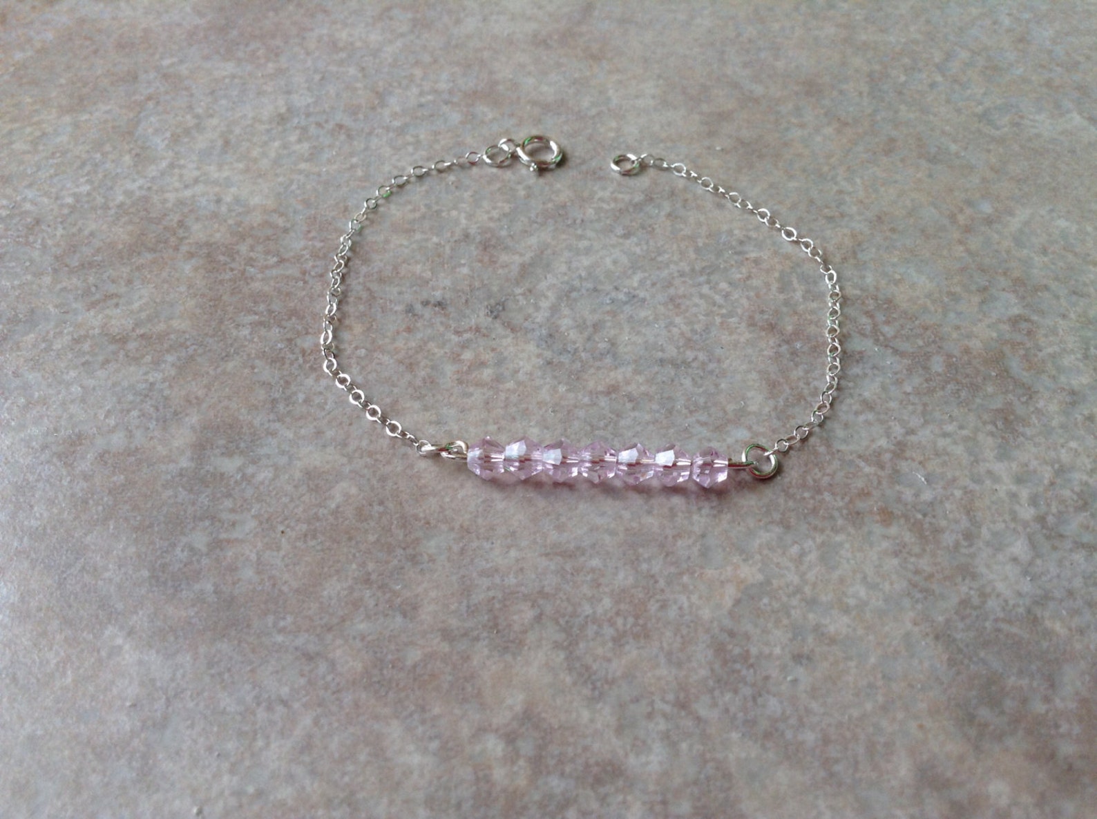 Light Pink Sterling Silver Bracelet Sterling Silver Bracelet - Etsy
