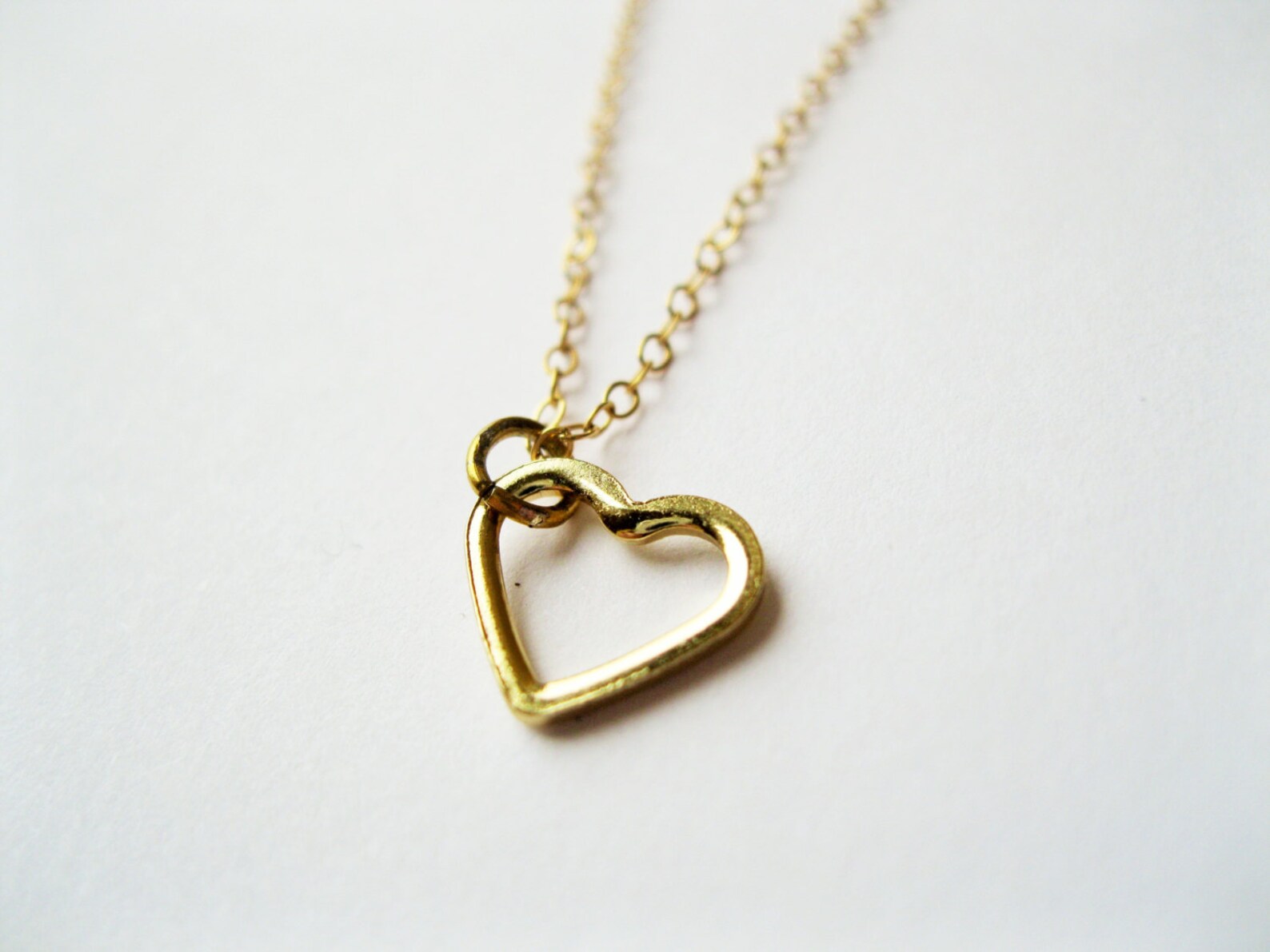 Gold Heart Necklace, Simple Hearts Necklace, Heart Jewelry, Delicate ...