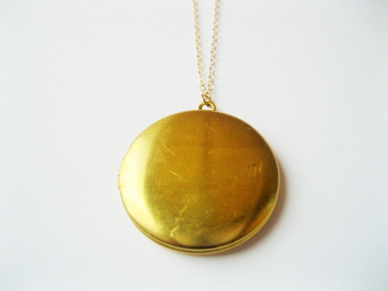 LARGE Locket Necklace, Brass Locket Necklace , Layering Necklace, Large ...