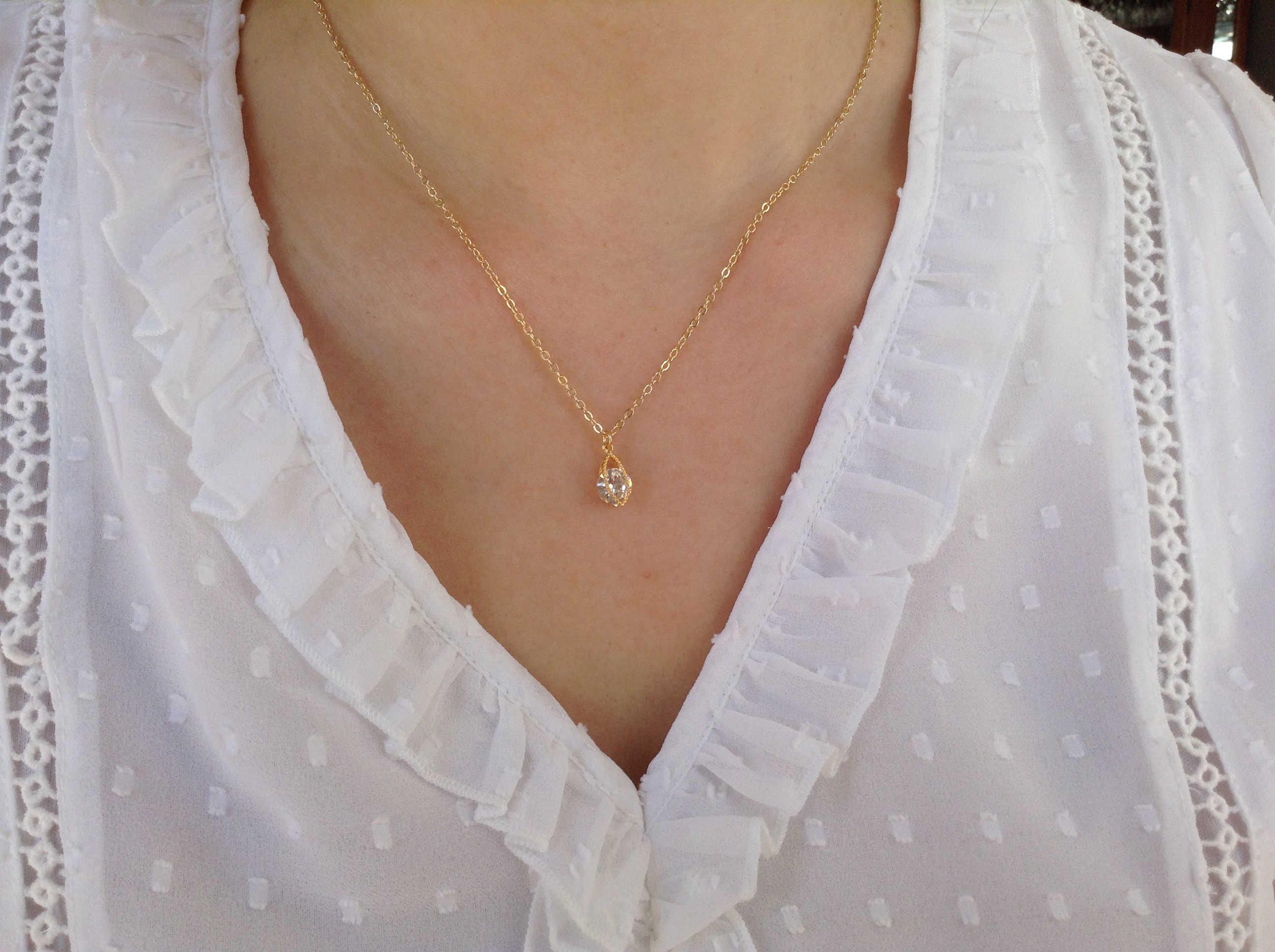 Dancing Diamond Necklace Everyday Necklace Wedding Jewelry - Etsy